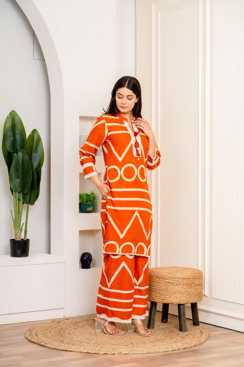 Terracotta Tango Long Top Co-Ord Set – Nimee Studio